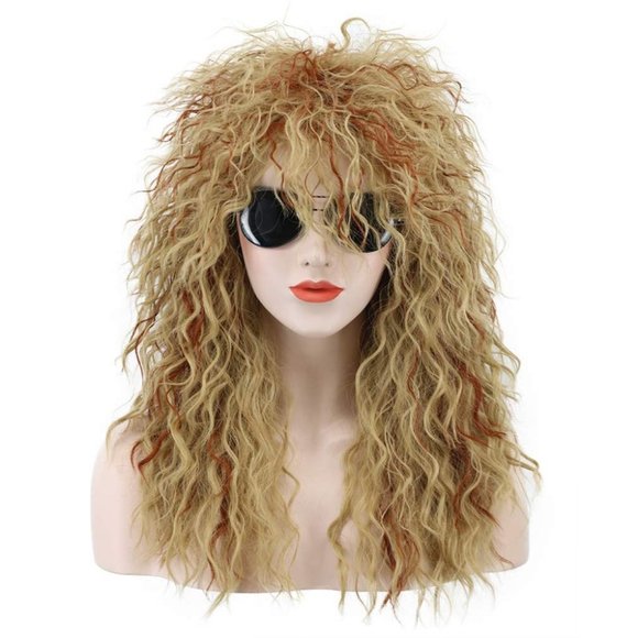 Karlery | Hair | Men Women Orange Mix Blonde Metal Long Curly Rocker ...